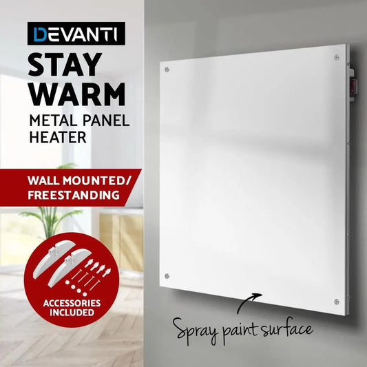 Devanti 450W Metal Wall Mount Panel Heater Infrared Slimline Portable ...