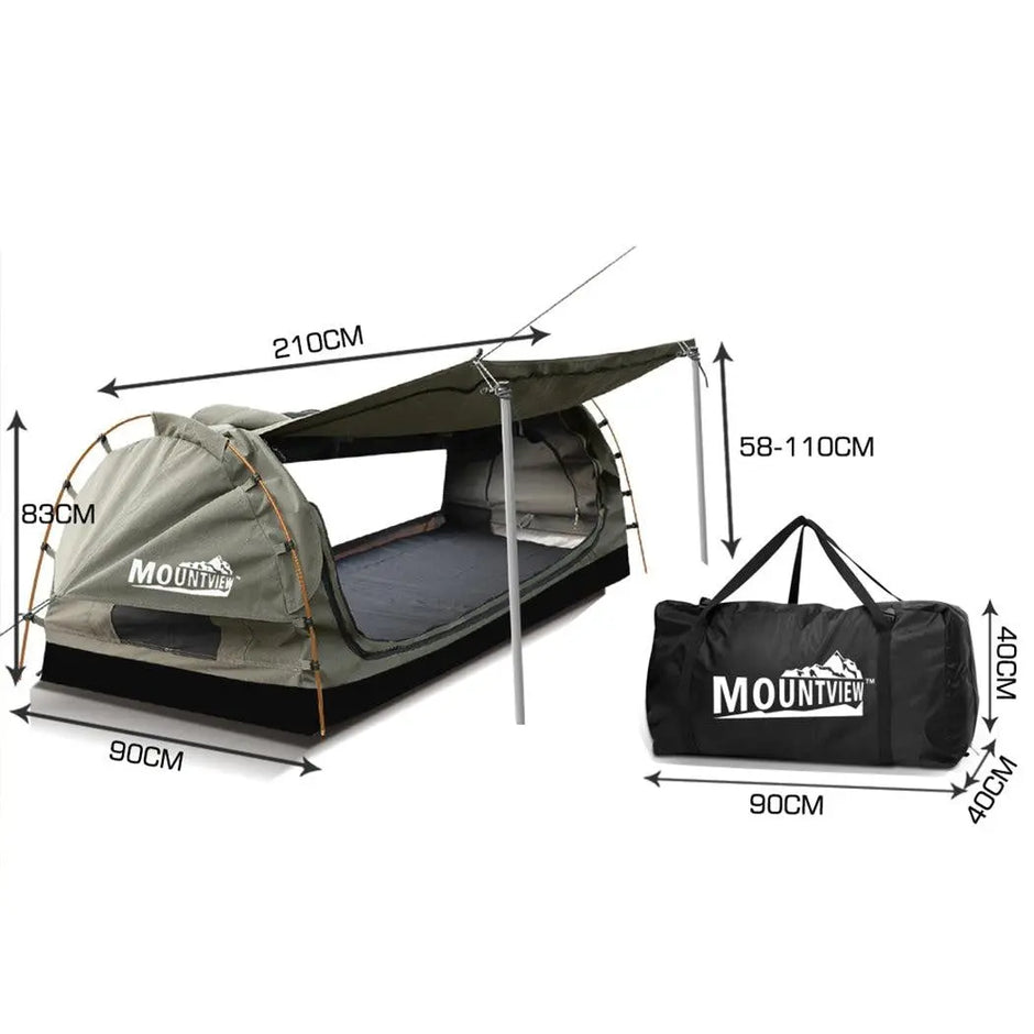 Mountview King Single Swag Camping Swags Canvas Dome Tent Free Standing ...