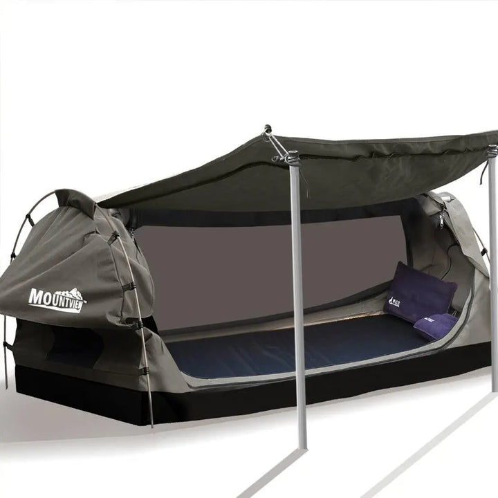Mountview King Single Swag Camping Swags Canvas Dome Tent Free Standing ...